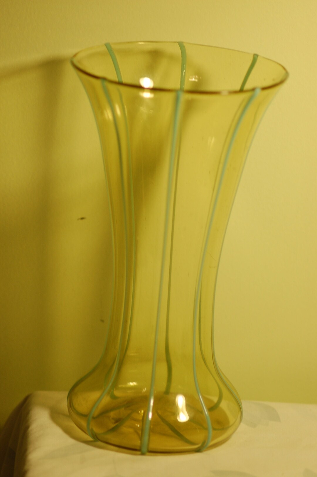 Archimede Seguso Murano Glass Vase With Vertical Applications C: 1950s ...