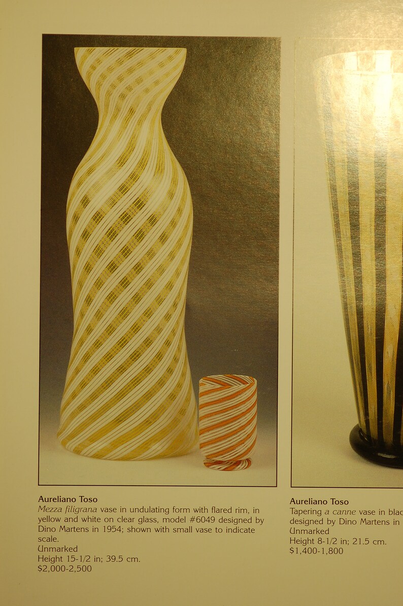 Dino Martens for Aureliano Toso Murano Glass Mezza Filigrana Vase Model ...