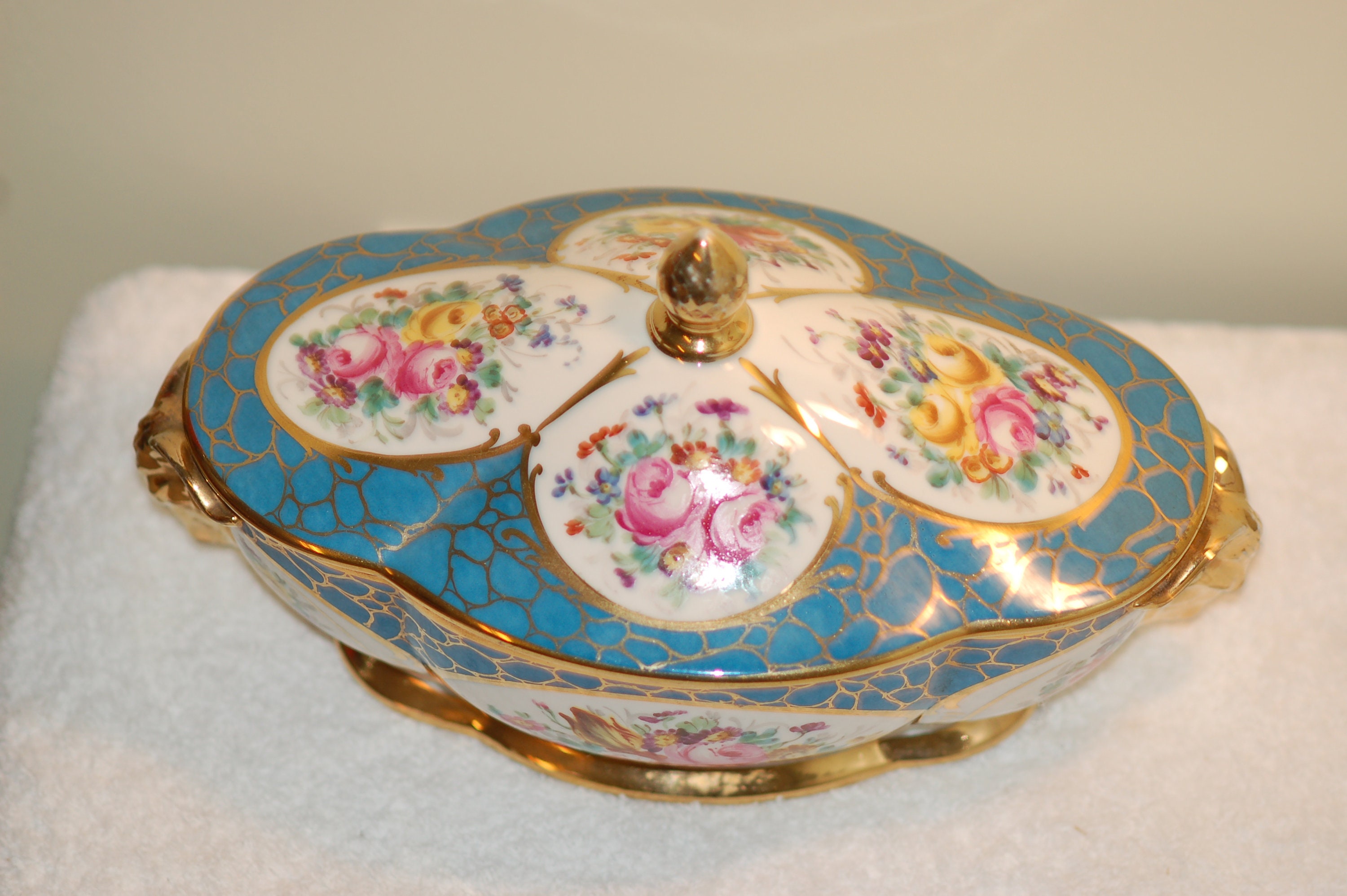 Antique Sevres Marked Hand-painted French Porcelain Covered Bowl - Etsy