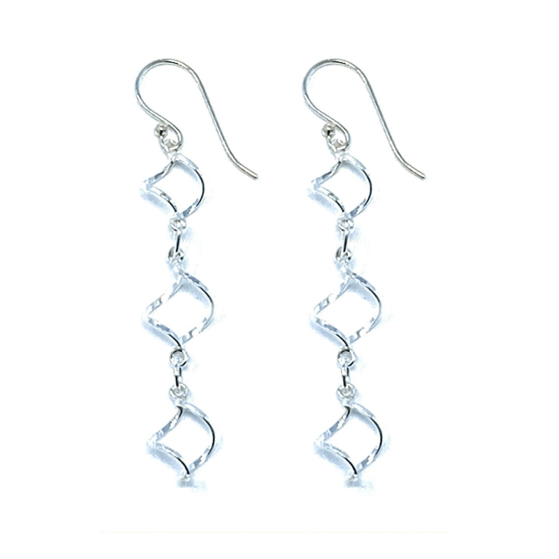 Spiral Twisted Open Hoop Link Sterling Silver Dangle Earrings Modern ...
