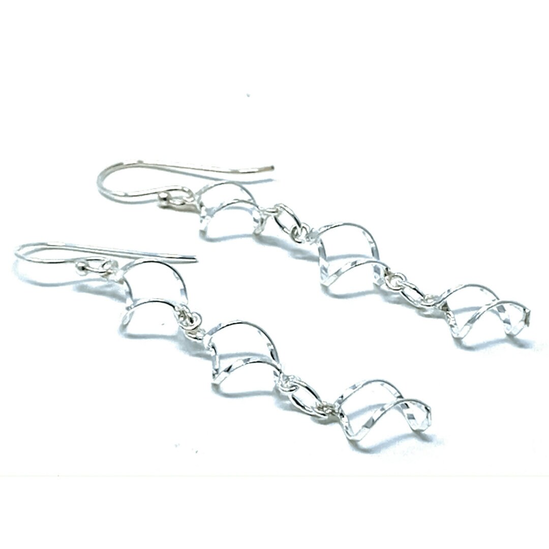 Spiral Twisted Open Hoop Link Sterling Silver Dangle Earrings Modern ...