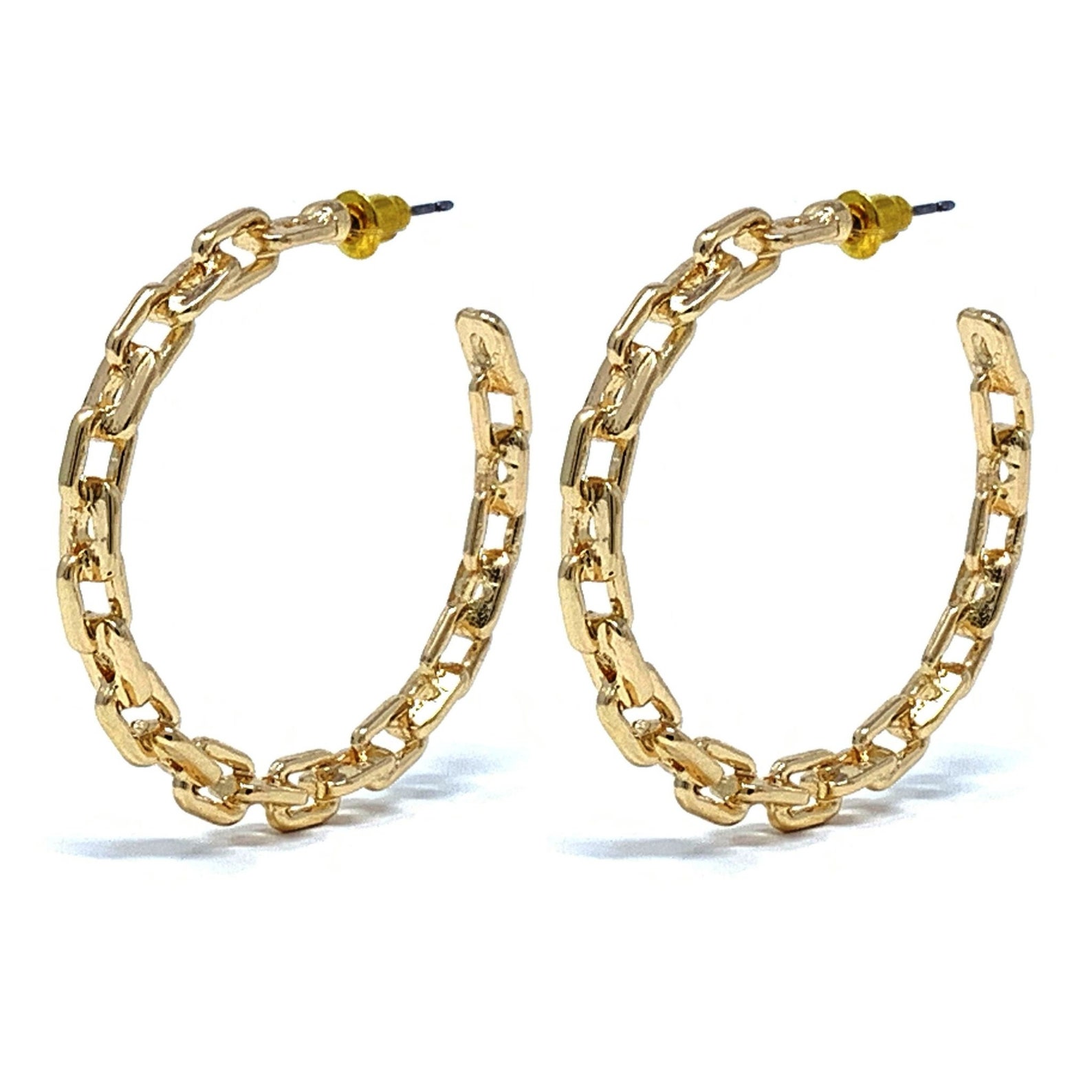 Gold Chain Link Stud Hoop Earrings Paperclip Loop Hoops - Etsy