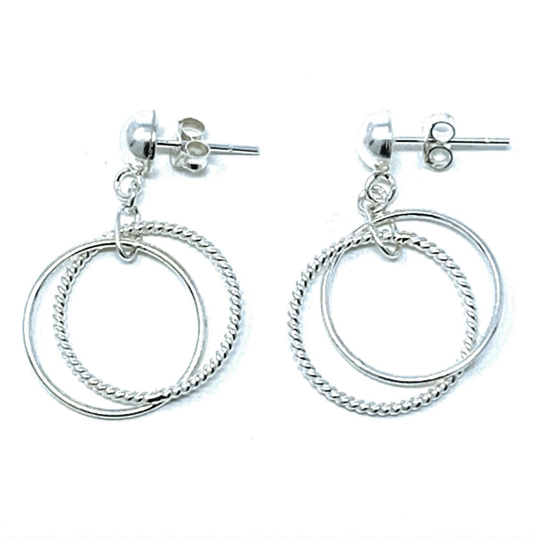 Sterling Silver Hoop Studs Earrings, Cute Fun Simple Minimalist Post ...