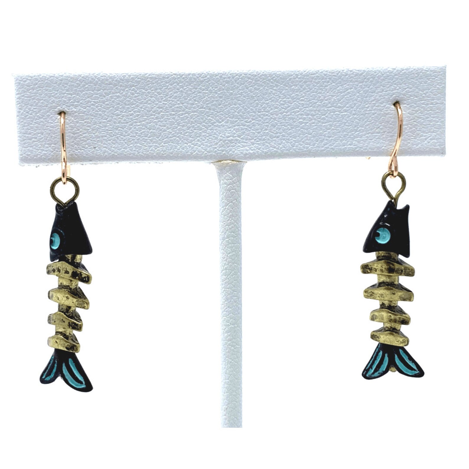 Gold Fish Bone Dangle Earrings Nautical Coastal Ocean Beach - Etsy