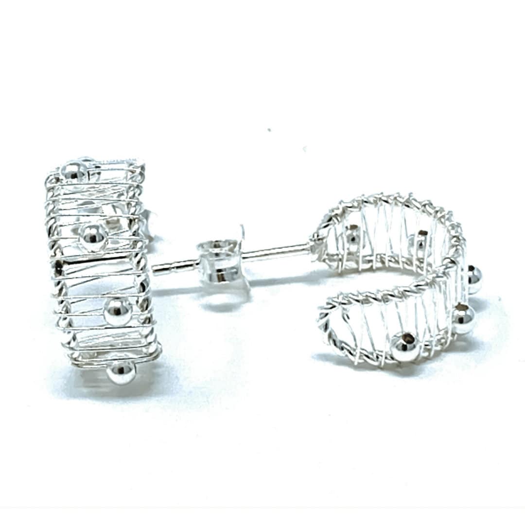 Sterling Silver Small Hoop Studs Earrings, Dainty Tiny Wire Post Simple ...