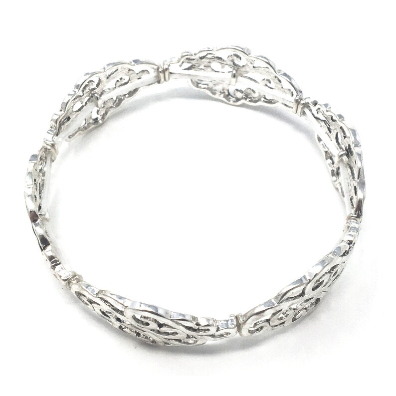 Antique Silver Filigree Stretch Bracelet Unique Gift for Her - Etsy