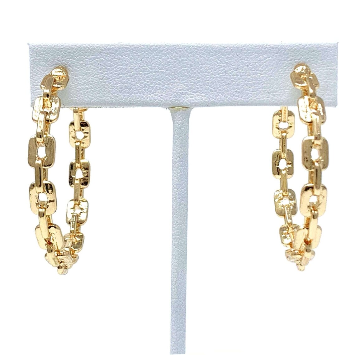 Gold Chain Link Stud Hoop Earrings Paperclip Loop Hoops - Etsy