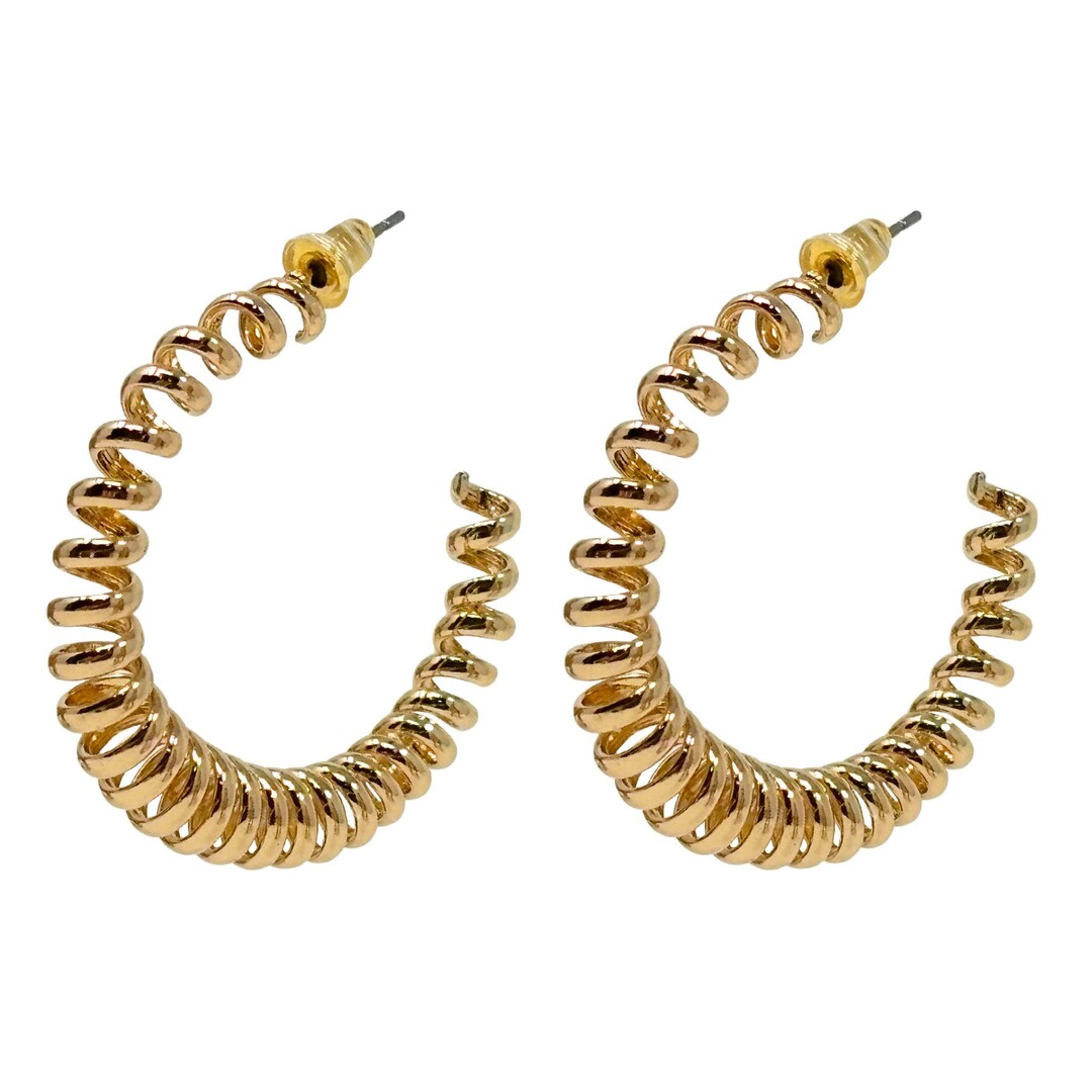 Coiled Gold Hoop Earrings - Unique Spiral Design Statement Jewelry for ...