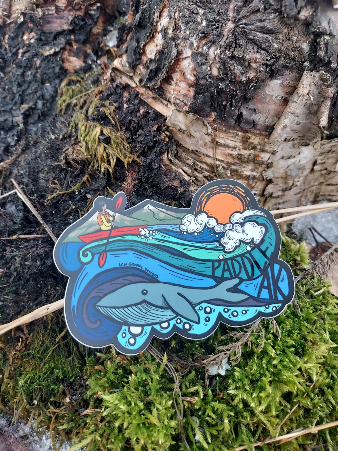 Paddle Alaska-whale-kayak-alaska Sticker - Etsy