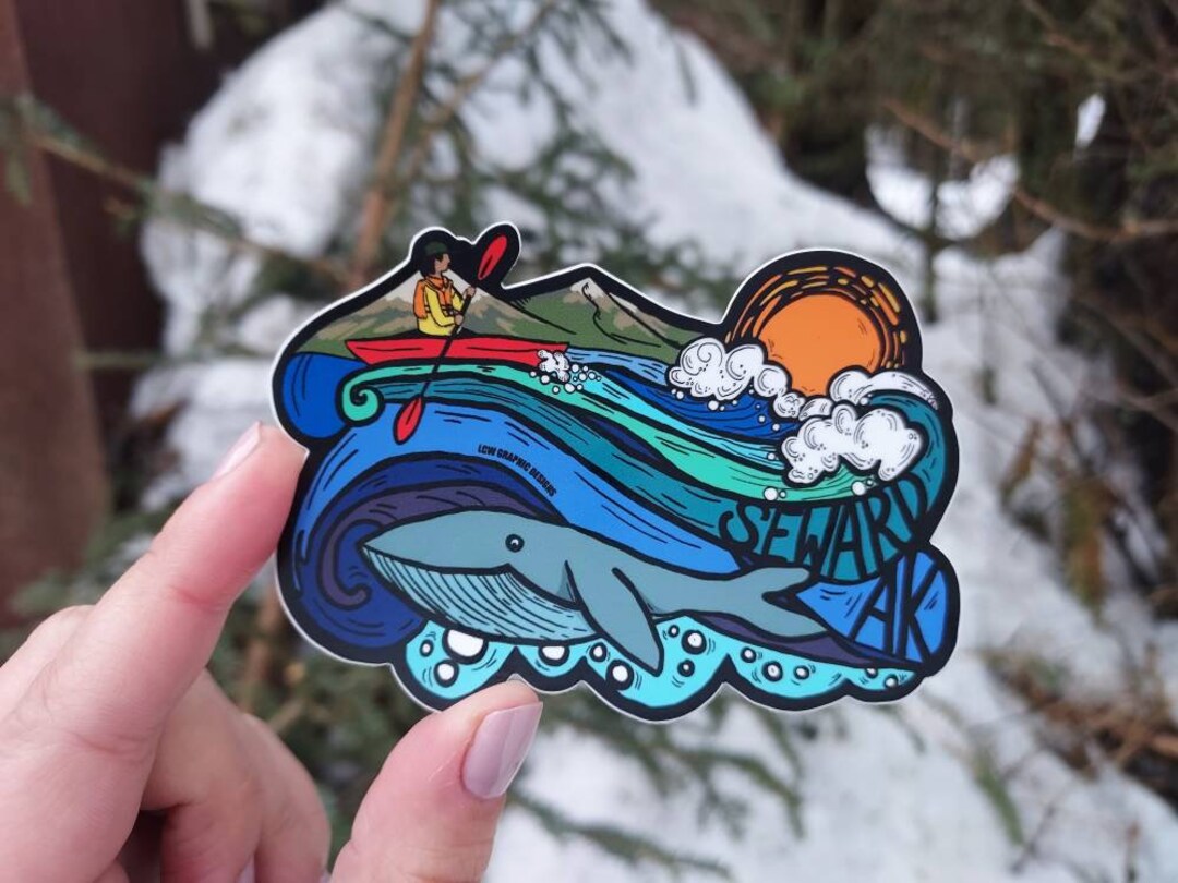 Seward Alaska Sticker - Kayaking, Whale Vinyl Sticker, Weather ...