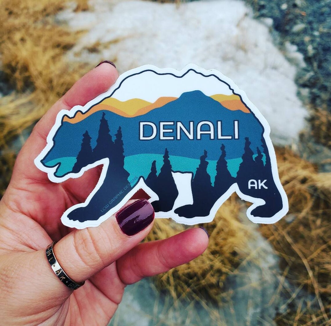 Denali Alaska Sticker - Beary Big Mountain Vinyl Sticker, Weather ...