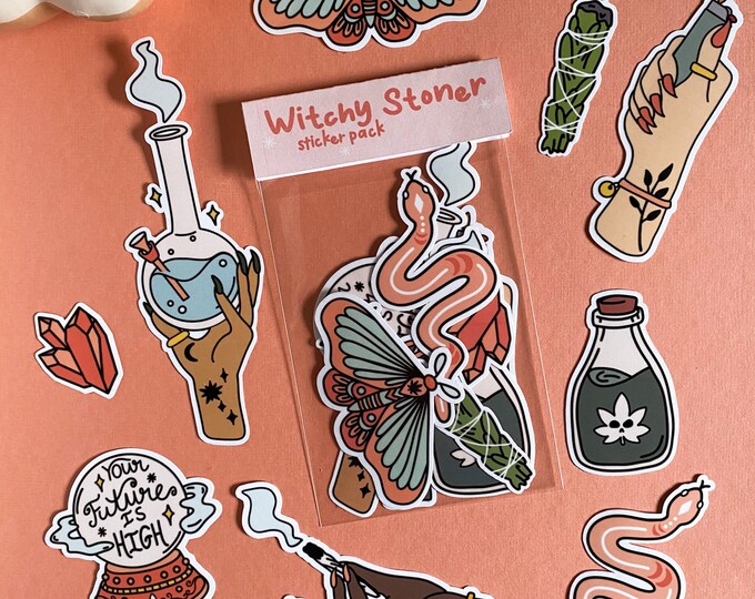 Witchy Stoner Sticker Pack | Water Proof Sticker Pack | Witch Stickers ...