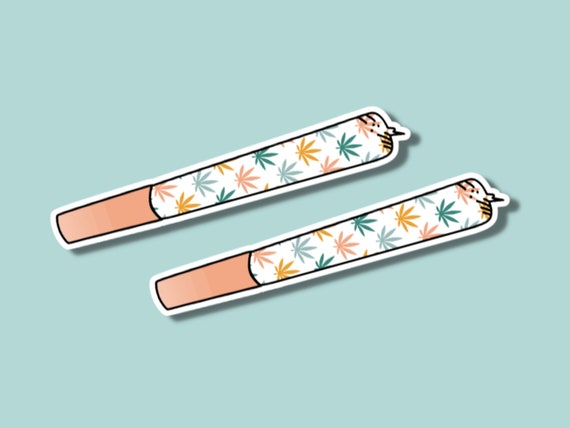 Cannabis Leaf Joint Stickers set of Two Cute Rainbow - Etsy
