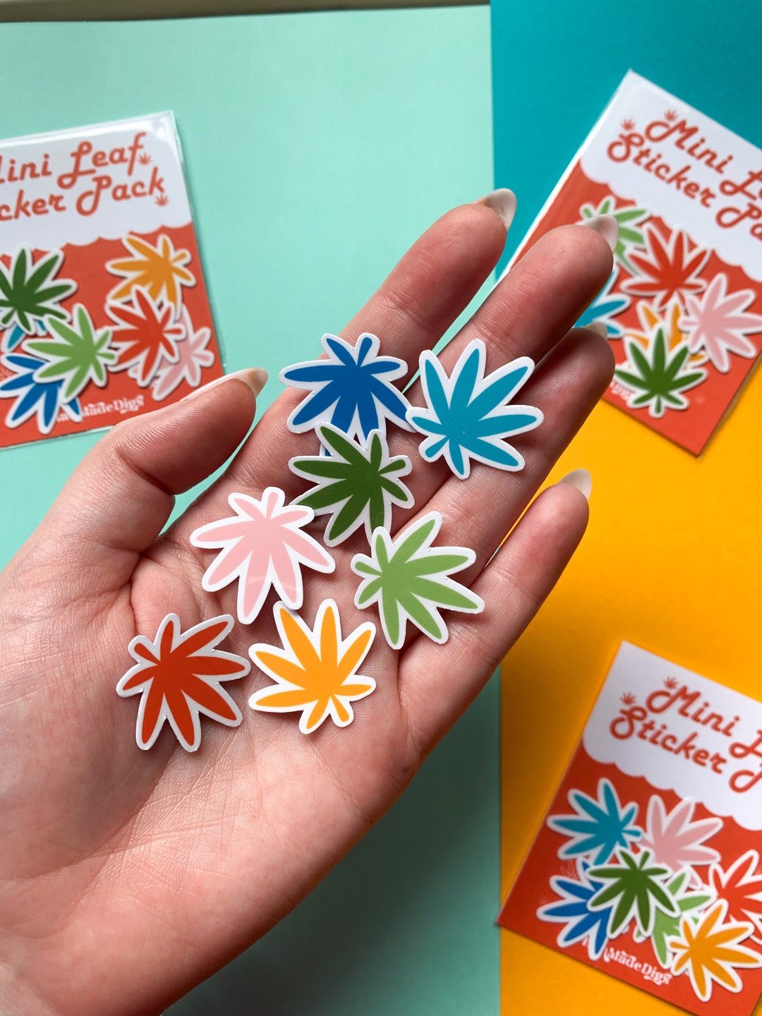 Mini Rainbow Weed Leaf Sticker Pack | Die Cut Sticker Pack | Journal ...