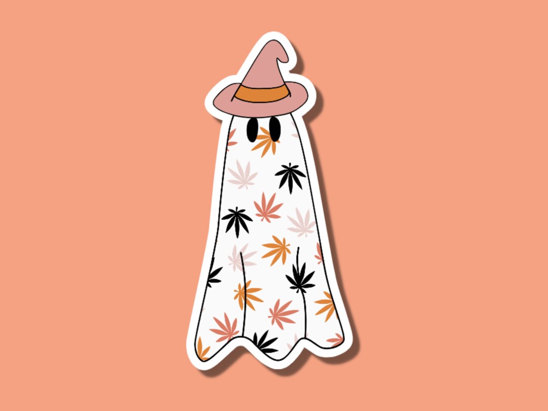 Weed Leaf Sheet Ghost Sticker Water Proof Cute Ghost Sticker - Etsy
