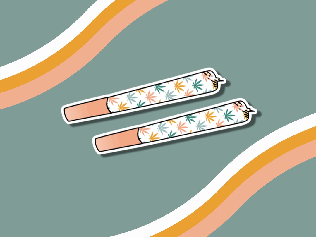 Cannabis Leaf Joint Stickers set of Two Water Proof Weed Stickers - Etsy