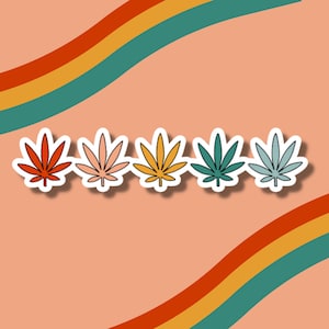 Colorful Cannabis Leaf Sticker Water Proof Weed Leaf Sticker - Etsy