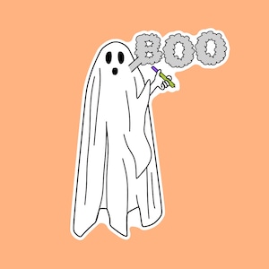 Ghost Smoking Joint Sticker Water Proof Smoking Ghost Sticker - Etsy