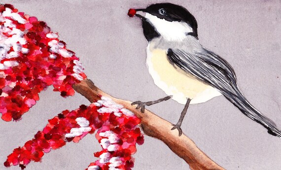 Winter Bird Watercolor Painting Wall Art PRINTABLE ART | Etsy