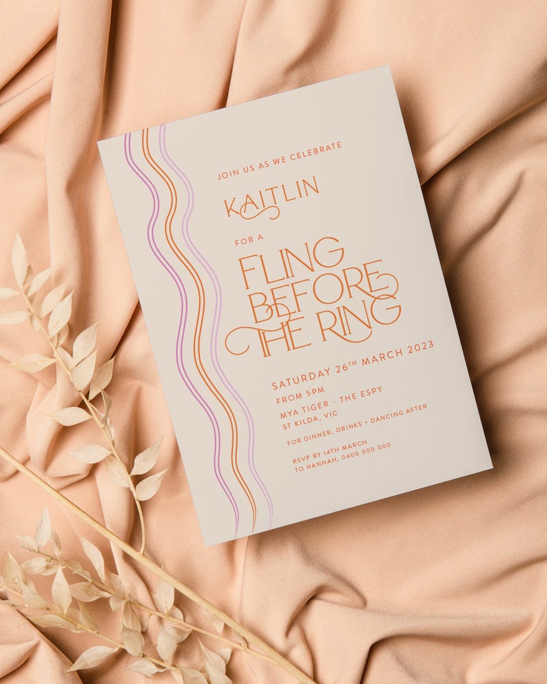 Lilac Orange Wiggle Bridal Shower Invitation, Done for You Design (PDF ...