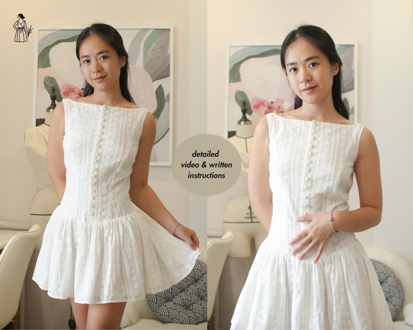 ALICIA | Sewing Pattern Bundle - Boat Neck Dress & Top: US 2-26 (PDF ...
