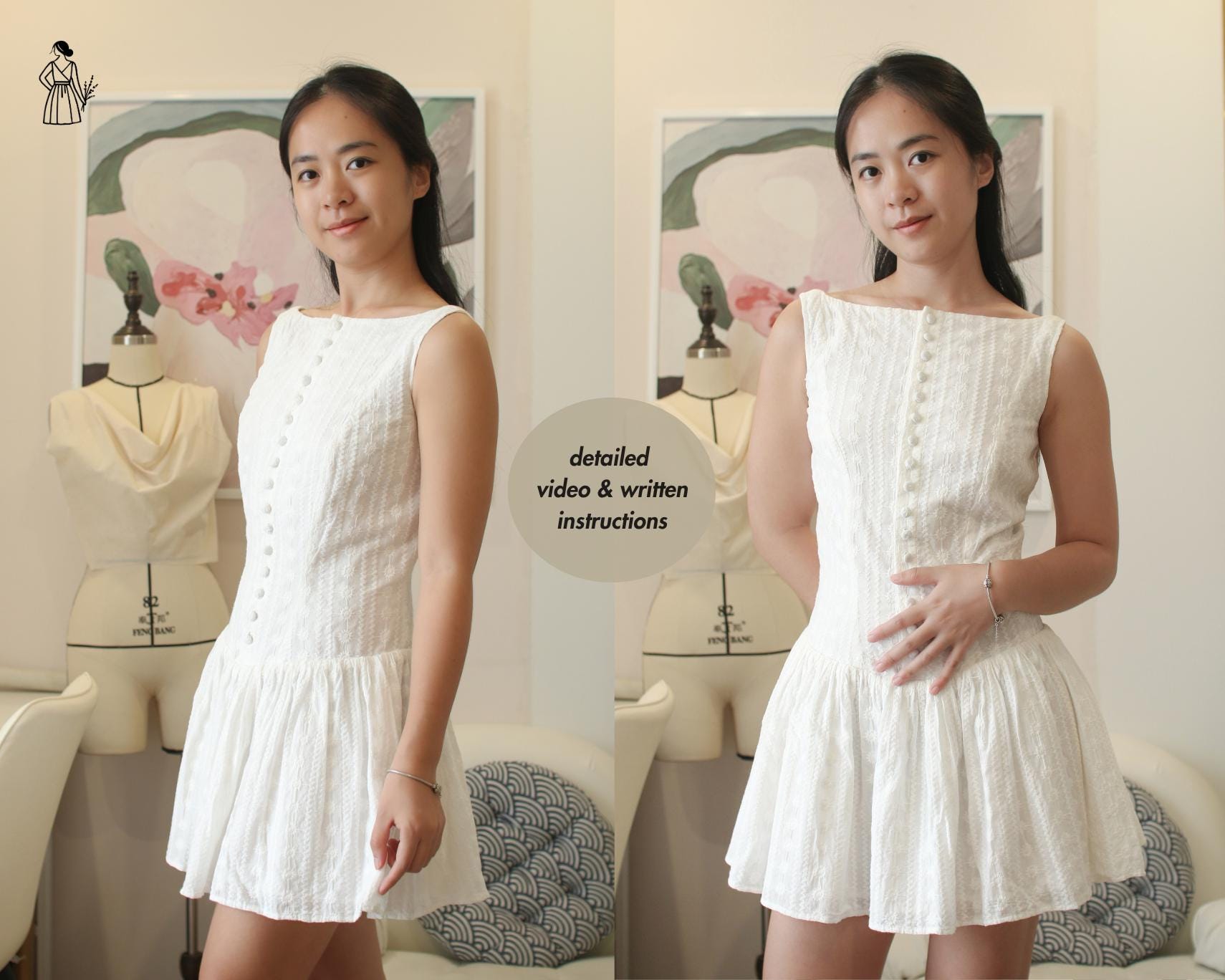 ALICIA | Sewing Pattern Bundle - Boat Neck Dress & Top: US 2-26 (PDF ...
