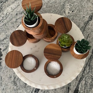 Acacia Wood Salt Cellar, Personalized Salt Cellar, Custom Salt Cellar ...