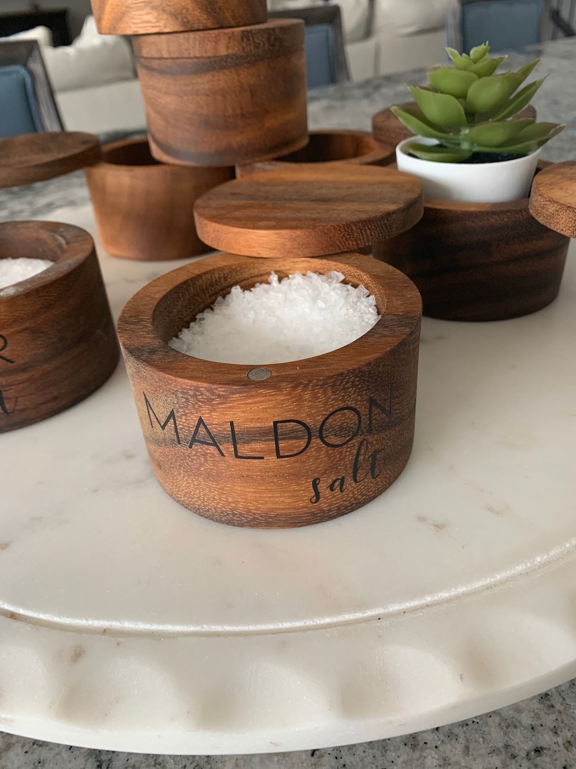 Acacia Wood Salt Cellar Personalized Salt Cellar Custom Salt - Etsy
