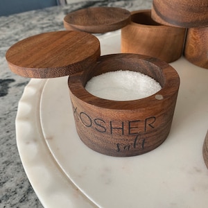 Acacia Wood Salt Cellar, Personalized Salt Cellar, Custom Salt Cellar ...