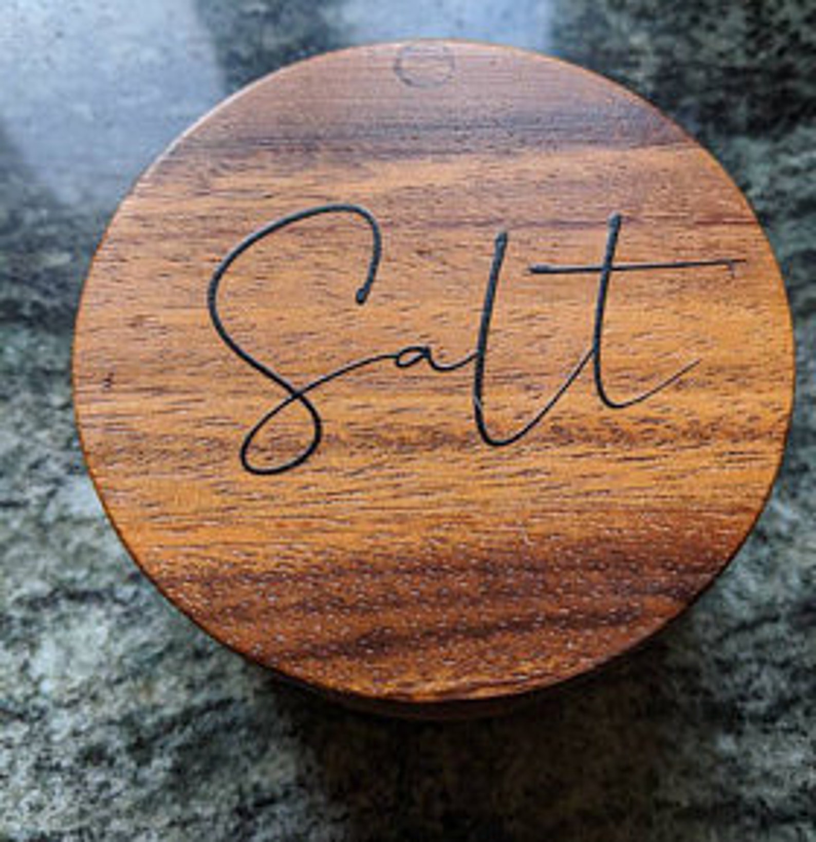 Acacia Wood Salt Cellar Personalized Salt Cellar Custom Salt - Etsy