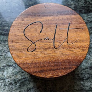 Acacia Wood Salt Cellar, Personalized Salt Cellar, Custom Salt Cellar ...