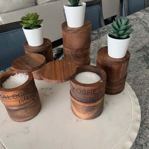 Acacia Wood Salt Cellar, Personalized Salt Cellar, Custom Salt Cellar ...