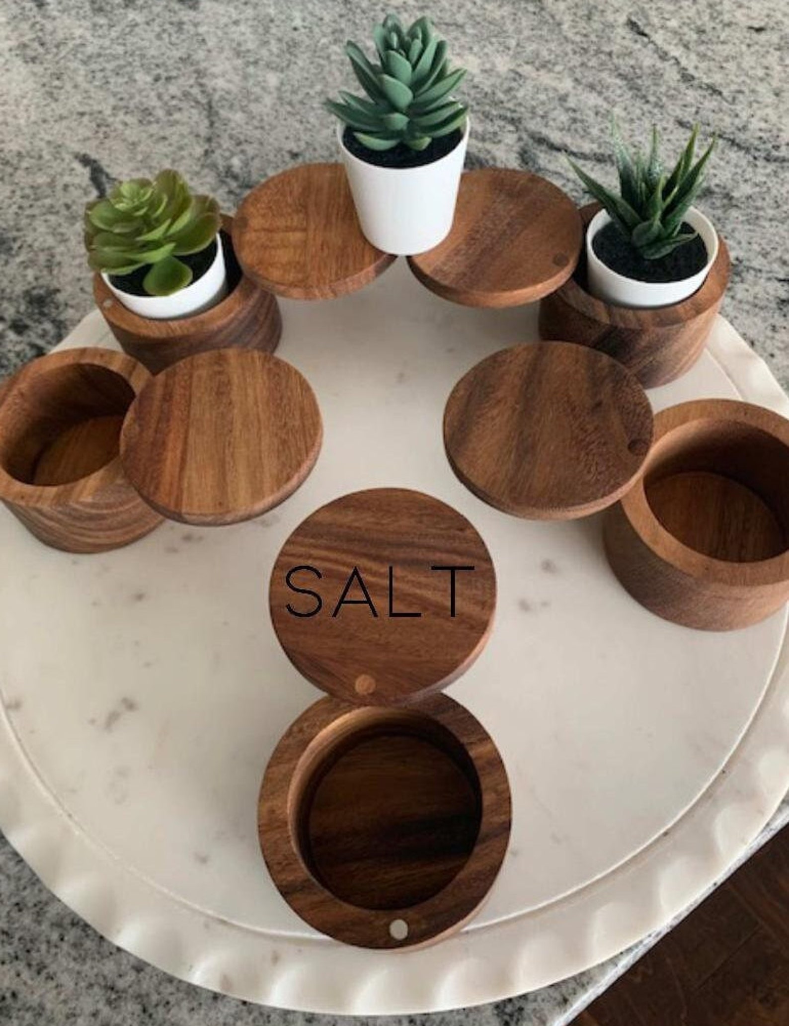 Acacia Wood Salt Cellar Personalized Salt Cellar Custom Salt - Etsy