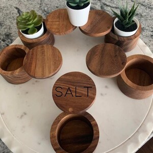 Acacia Wood Salt Cellar, Personalized Salt Cellar, Custom Salt Cellar ...