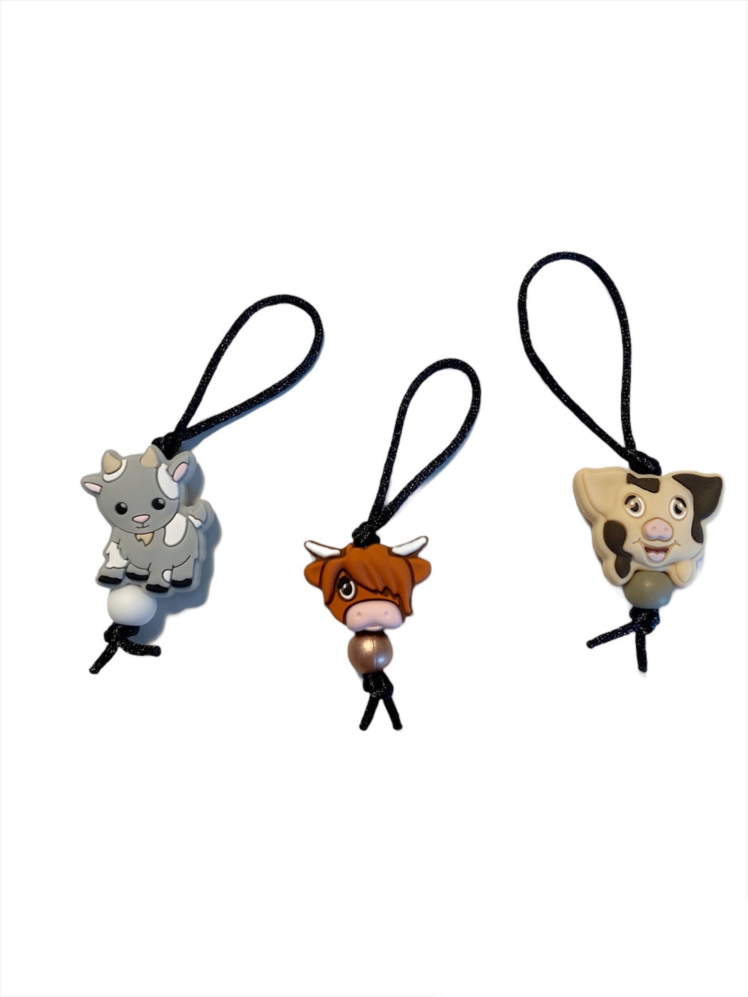 Farm Zipper Pull Set / Highland Cow / Kune Kune Pig / Goat / Kids ...