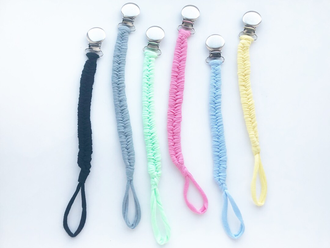 Braided Pacifier Clip /jersey Knit Braided Pacifier Clip / Pacifier Clip / Fabric Pacifier Clip ...