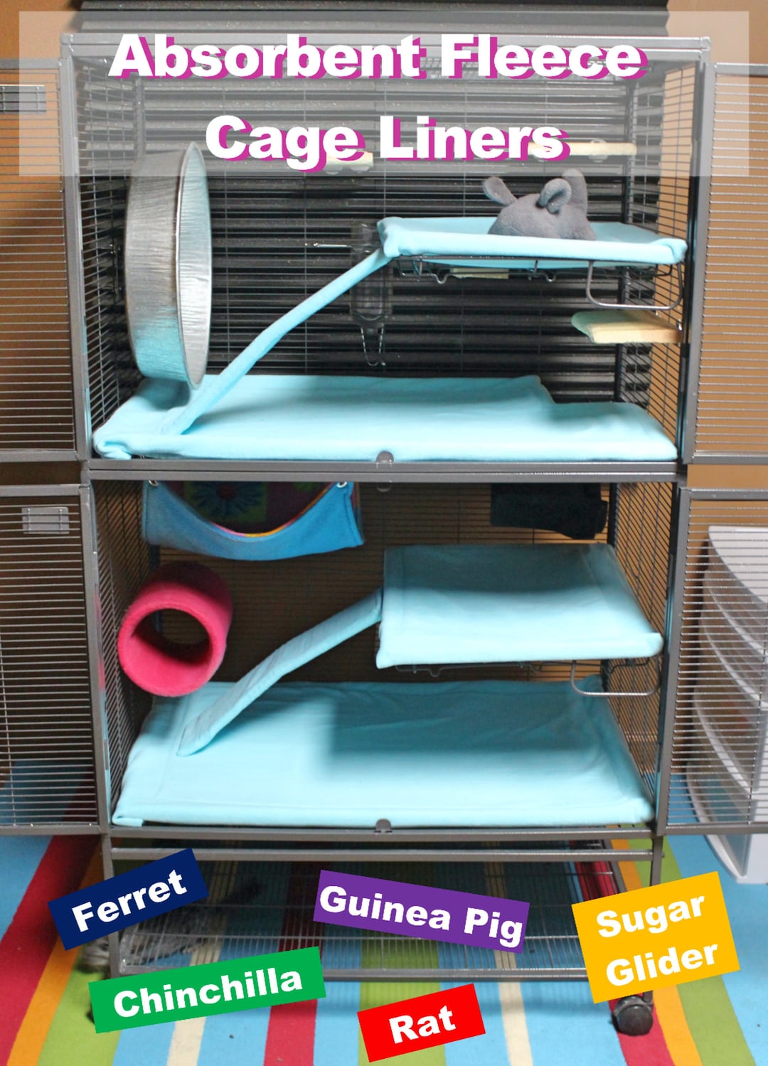 Critter Nation/ferret Nation Fleece Cage Liner With Absorbent - Etsy