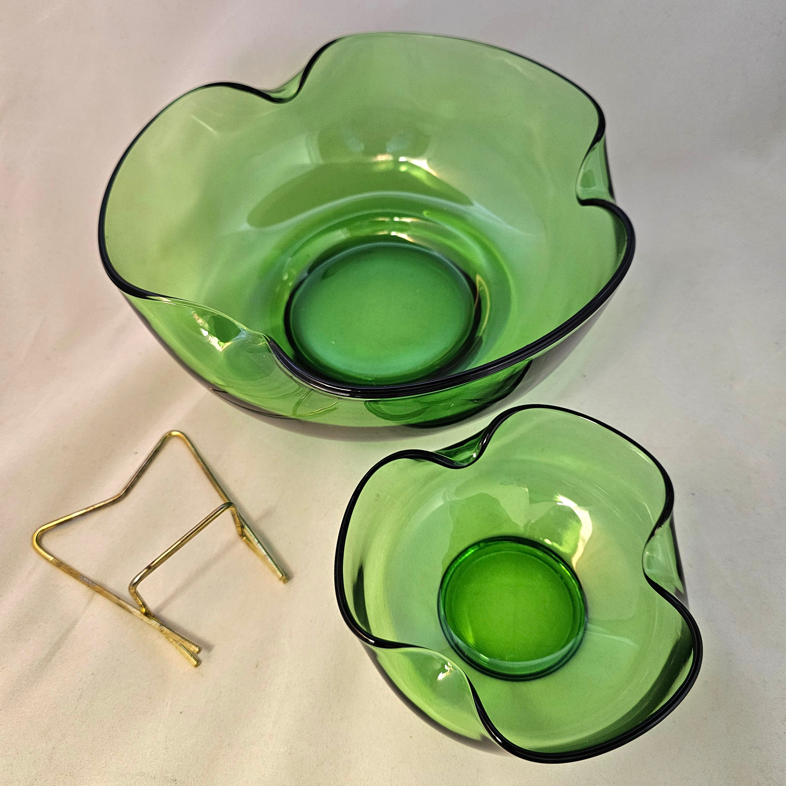 Vintage Anchor Hocking Green Glass Chip &dip Set in Box - Etsy