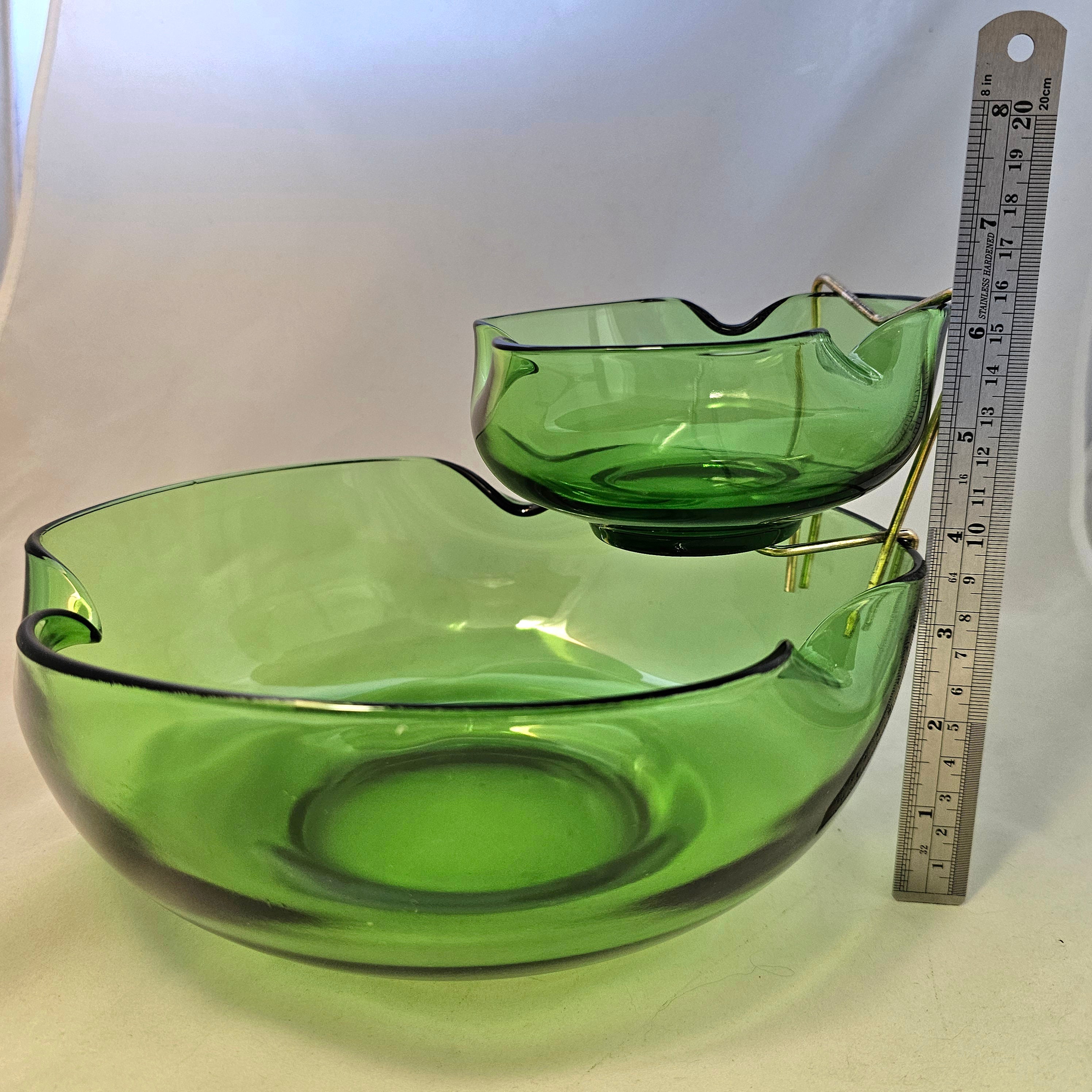 Vintage Anchor Hocking Green Glass Chip &dip Set in Box - Etsy