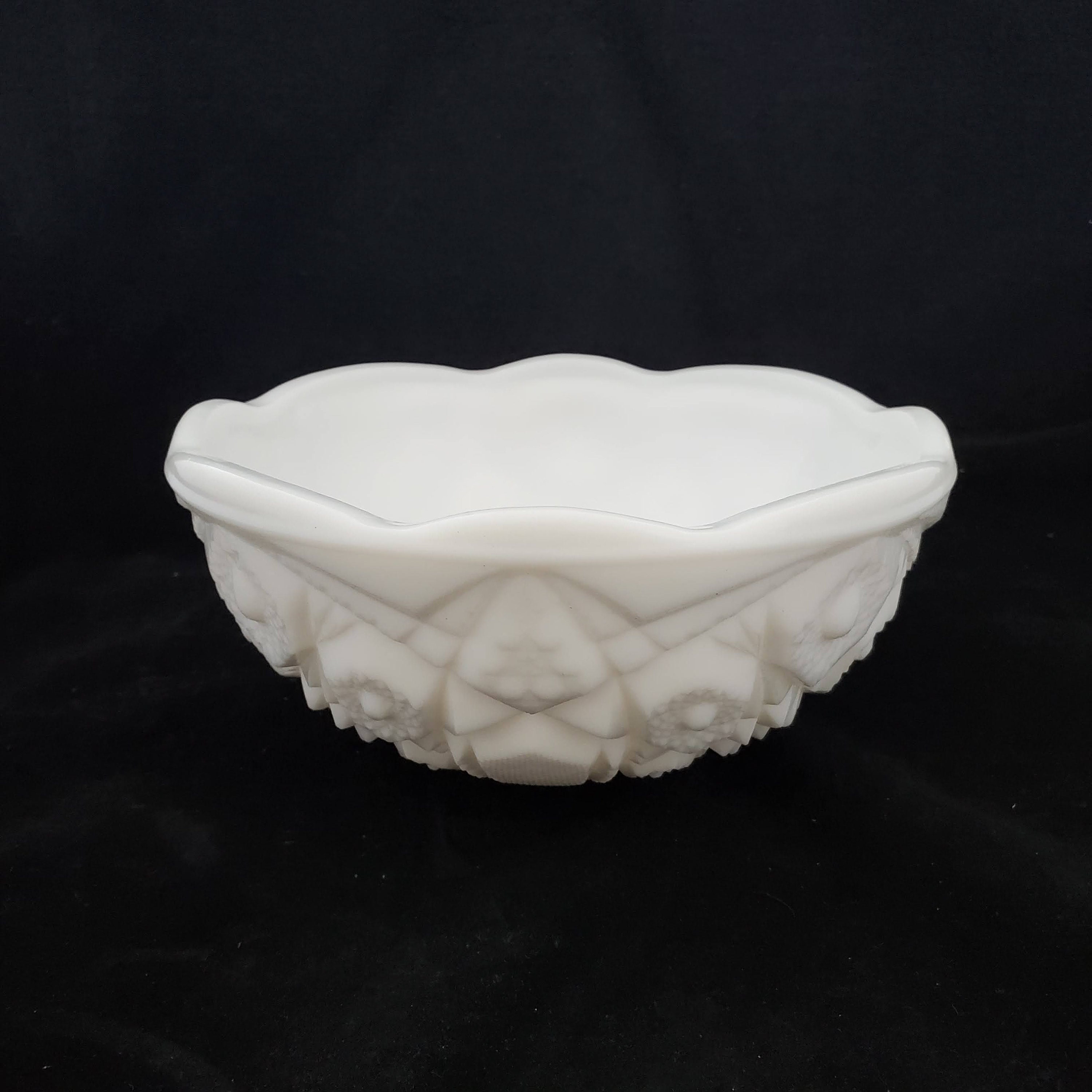 White Milk Glass Daisy and Button Paneled Design Bowl - Etsy