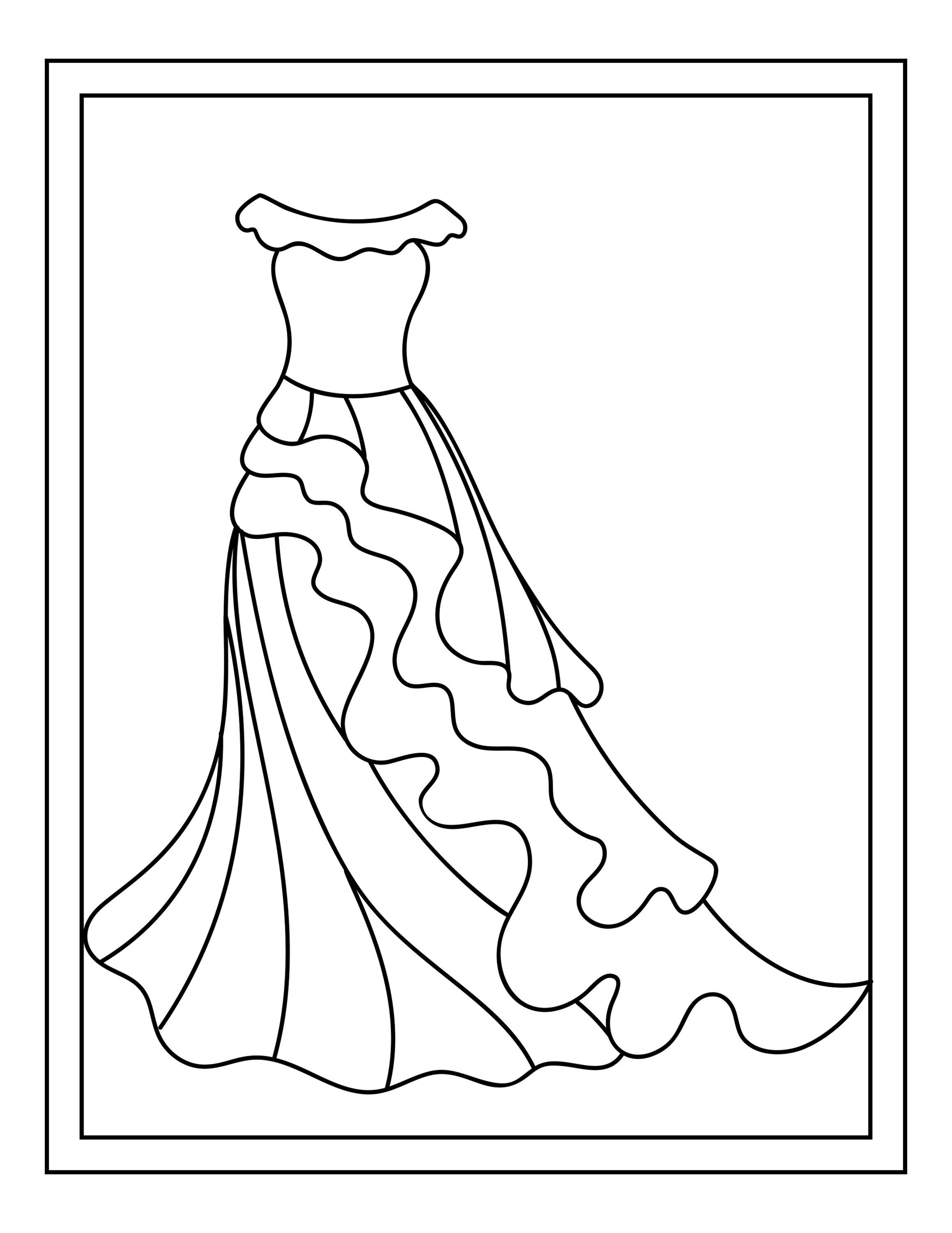 16 Fancy Dresses Coloring Pages - Etsy