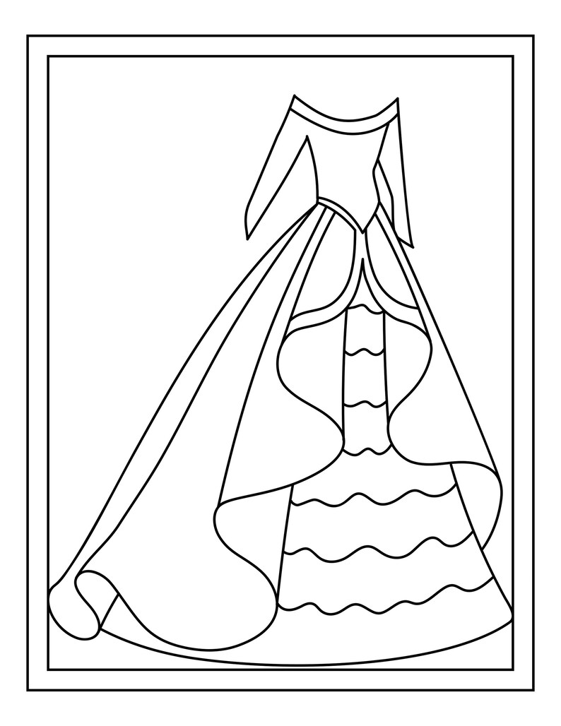 16 Fancy Dresses Coloring Pages - Etsy