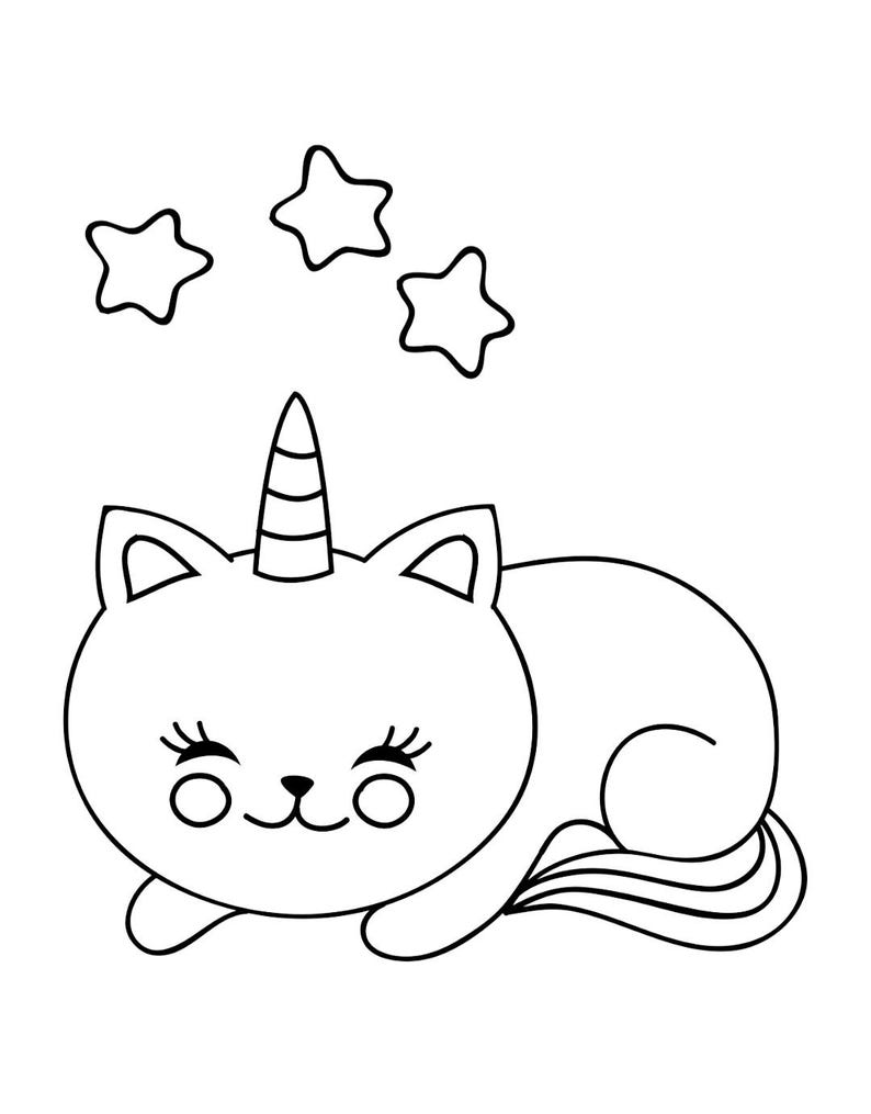 19 Unicorn & Kittycorn Coloring Pages - Etsy