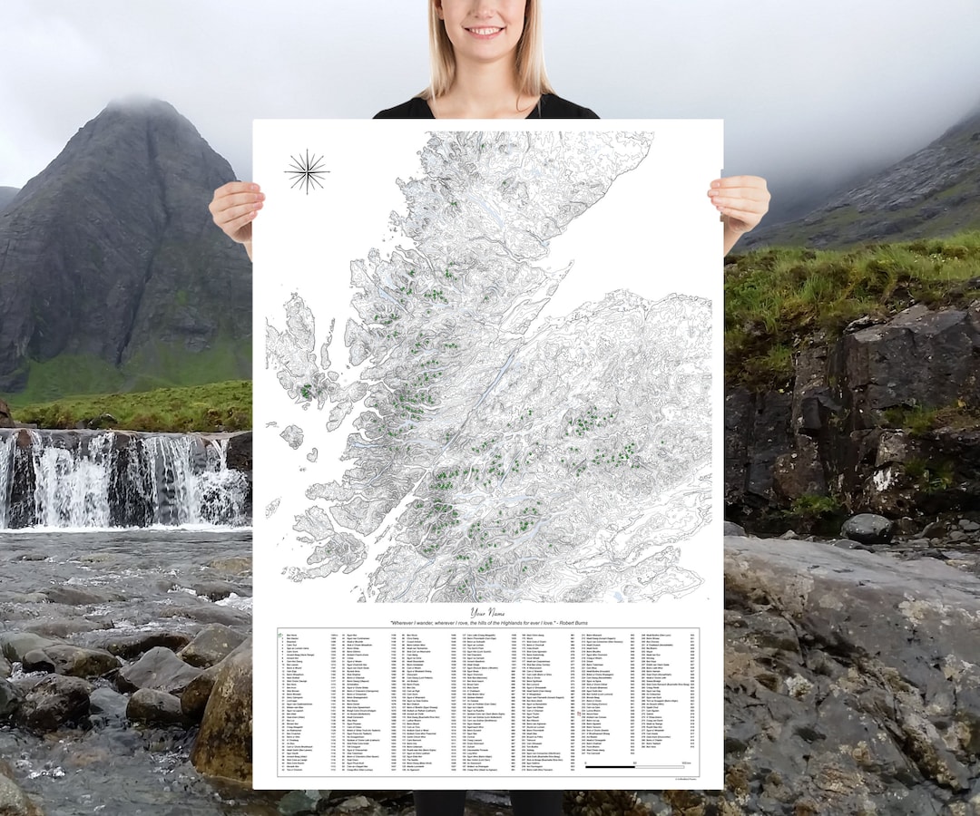 Munro Bagging Tracker Poster - Map of 282 Munro Mountains in Scotland ...