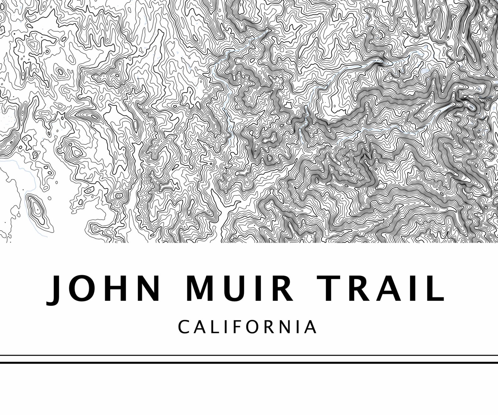 John Muir Trail Map Poster, California Mountaineering and National ...