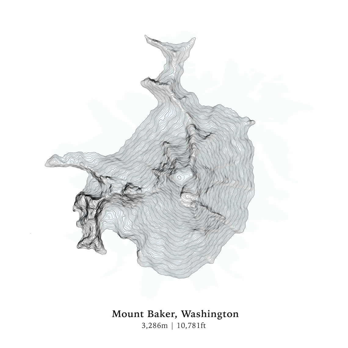 Mount Baker Topographic Map Cascade Ranges of Washington | Etsy