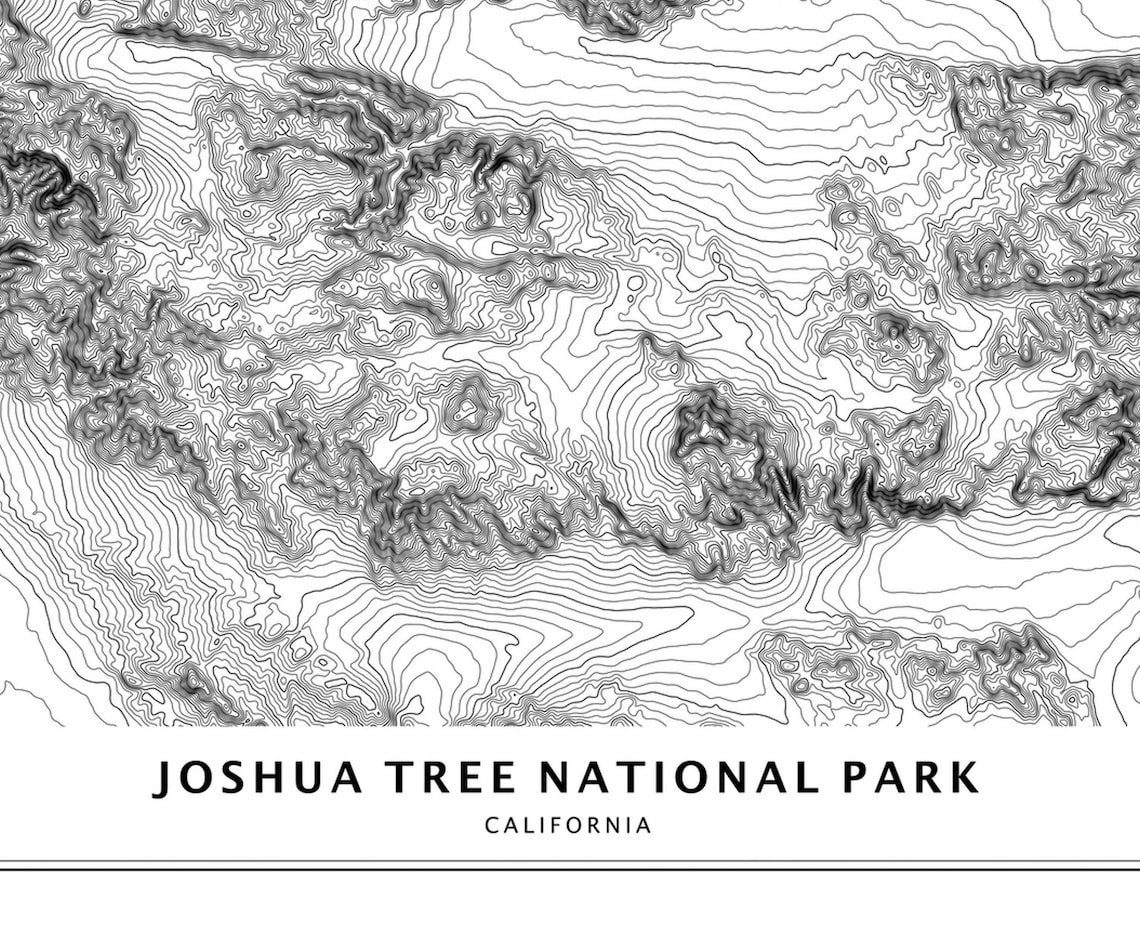 Joshua Tree National Park Topographic Map Poster - Etsy