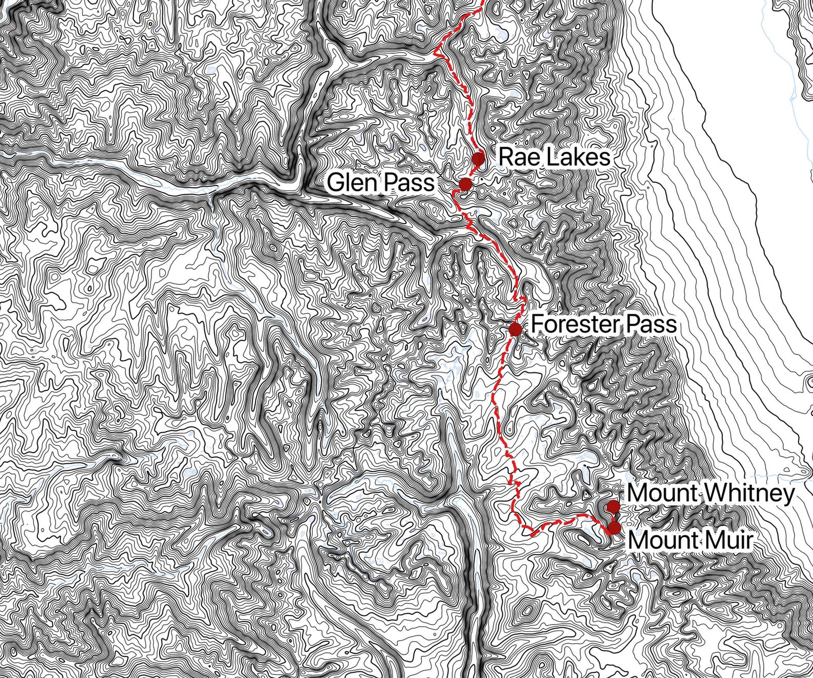 John Muir Trail Map Poster, California Mountaineering and National ...