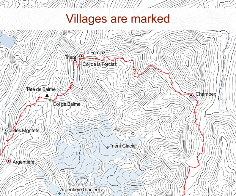 Tour Du Mont Blanc Trail Map Refugios TMB Map Mont Blanc - Etsy Canada
