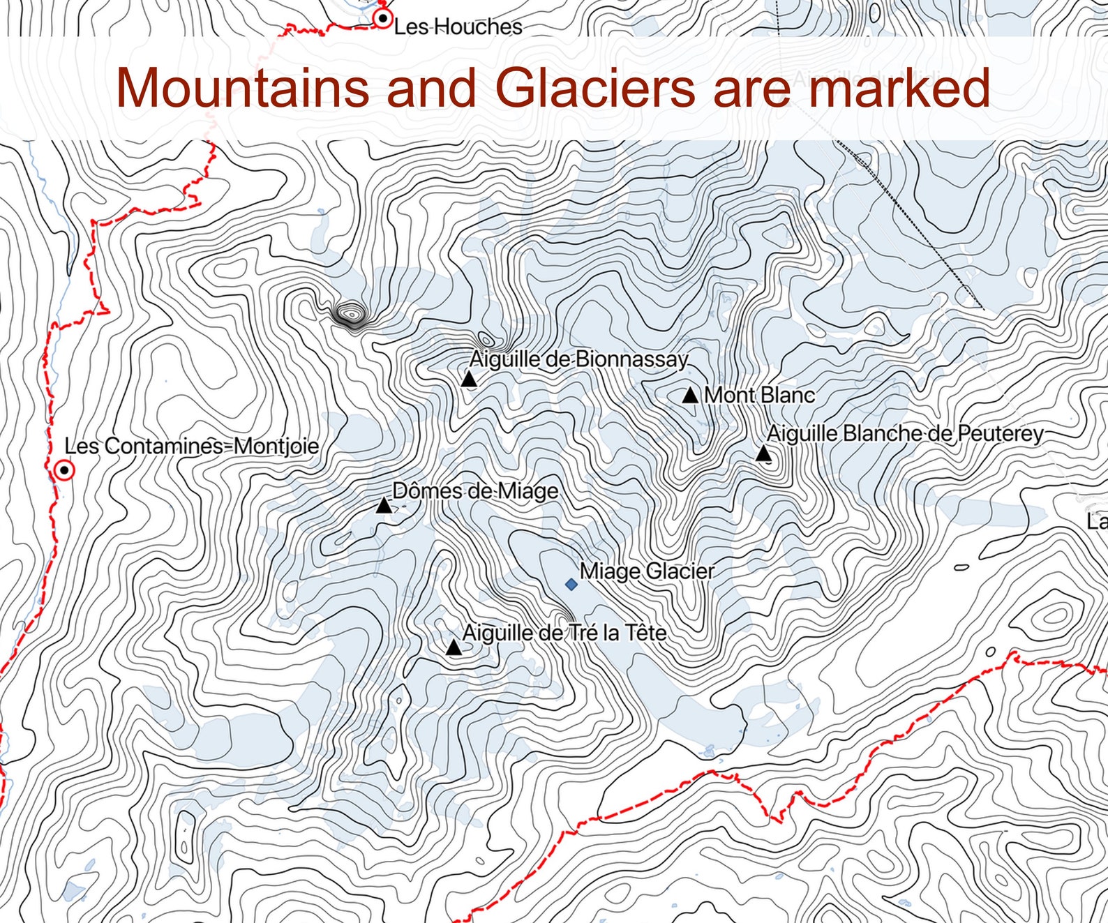 Tour Du Mont Blanc Trail Map | Refugios | TMB Map | Mont Blanc Massif ...